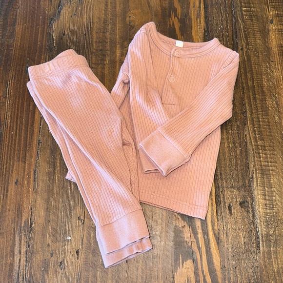 Baby MORI | Pajamas | Baby Mori Ribbed Pajama Set Rose Euc 36mo | Poshmark